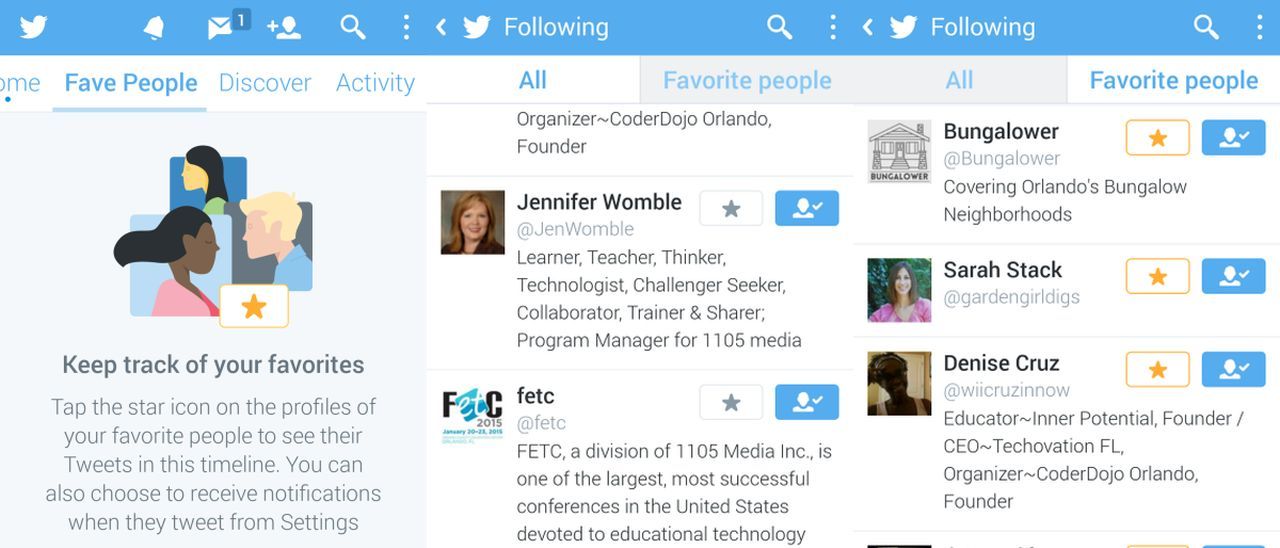 Twitter testa la timeline Fave People su Android - Webnews